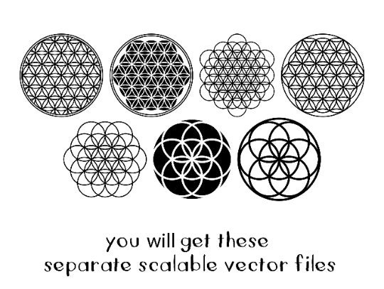 Flower of Life SVG Set, Geometric Circle Pattern Clip Art, Cricut ...