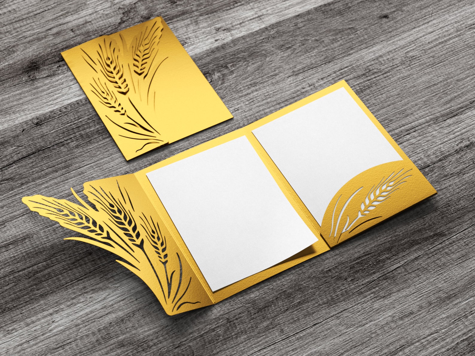 Rustic Wedding Invitation Envelope SVG With Wheat, Card Template Dxf ...
