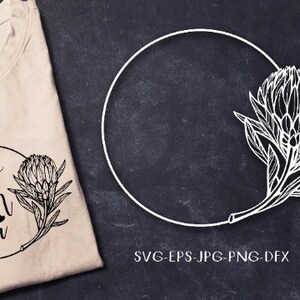 Protea SVG, Hand Drawn Botanical Floral Stencil Cricut, Round Circle ...