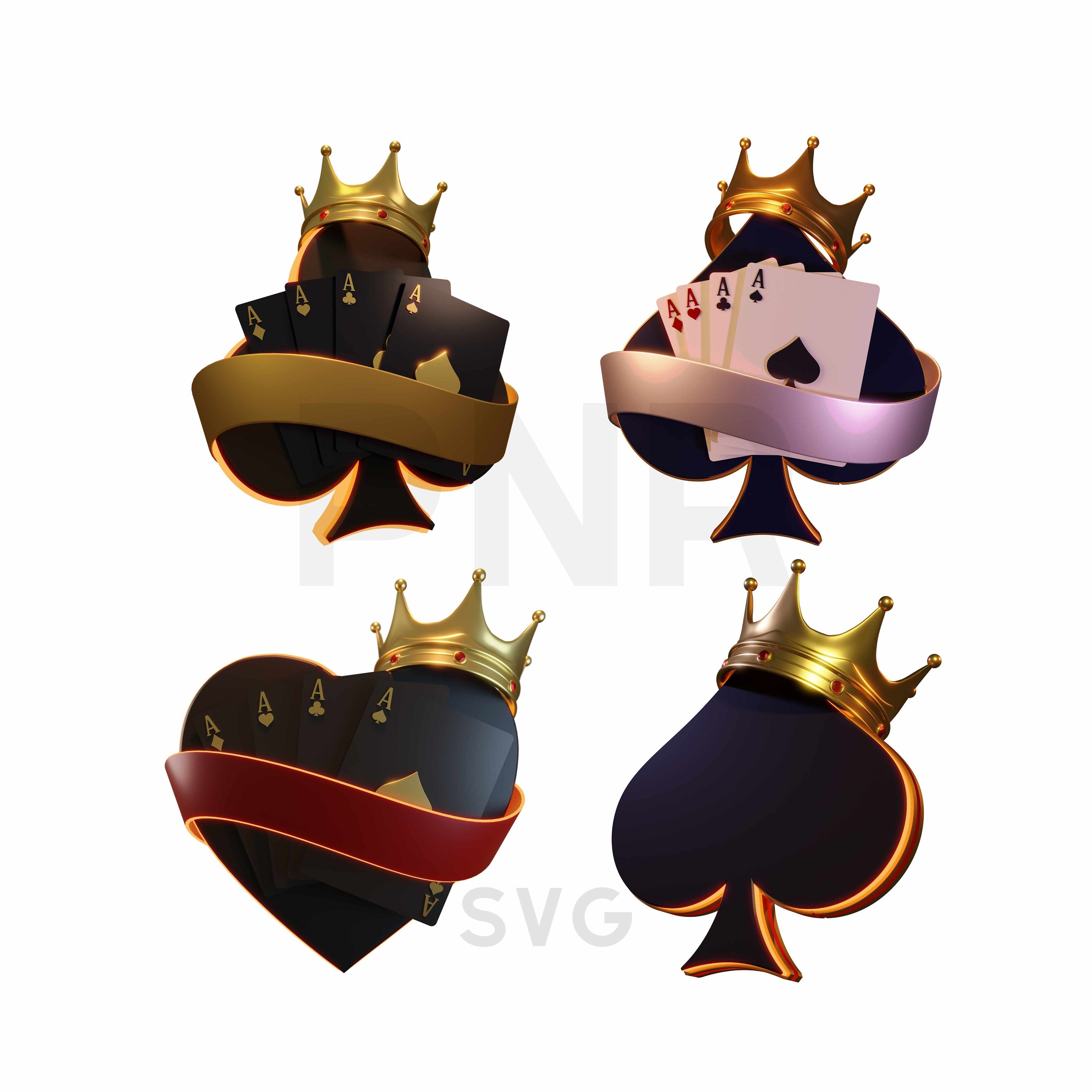 Playing Cards Svg, 4 Poker Cards Svg, 4 Pieces Svg - Etsy