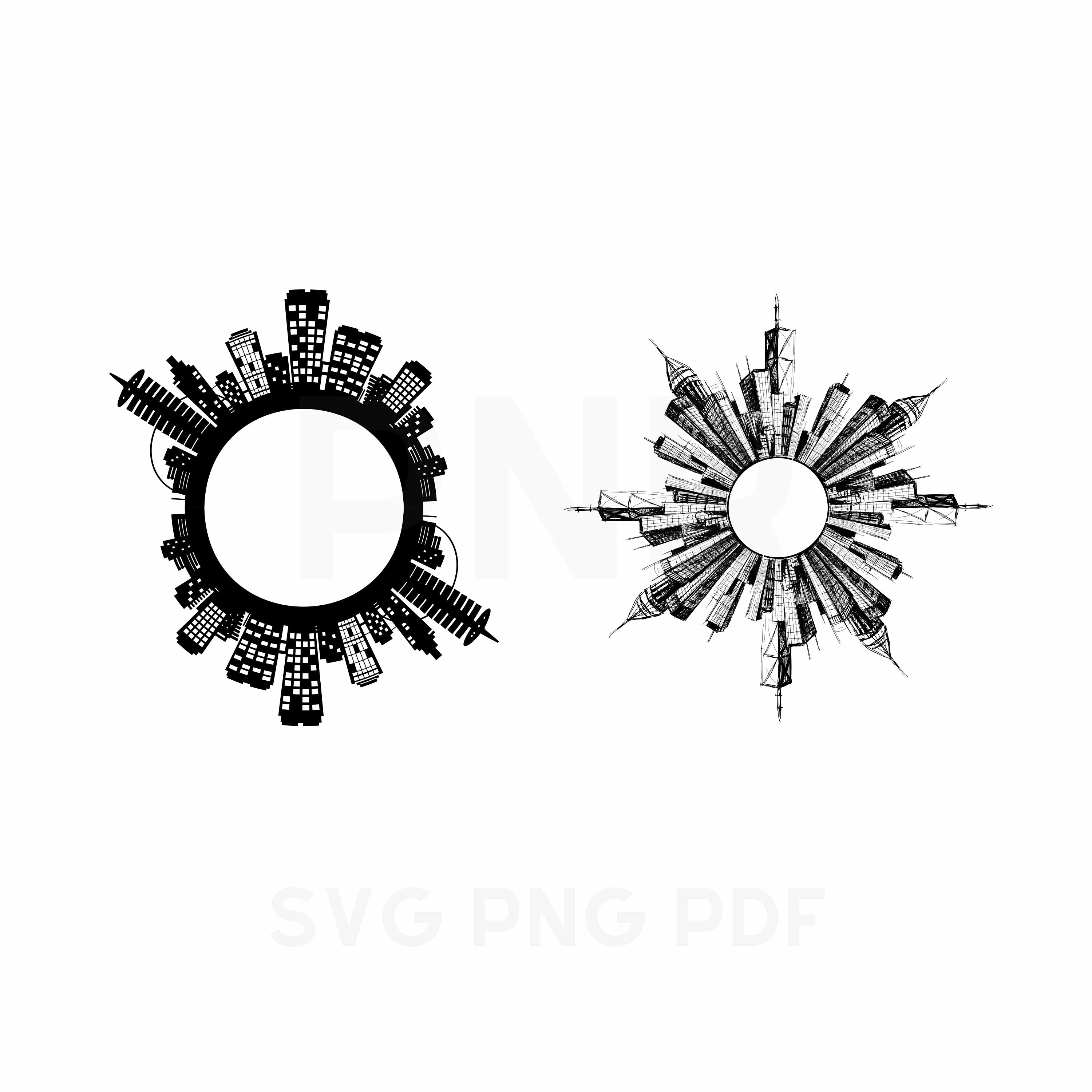 Circle Buildings Tower Svg, Png, Pdf, 2 Pieces Svg - Etsy