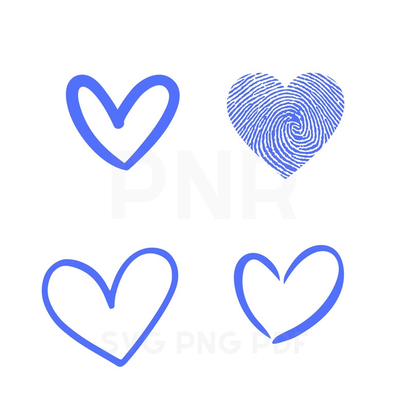 Royal Blue Heart Svg, 4 Piece Svg Bundle, Blue Hearts Clipart Png Pdf ...