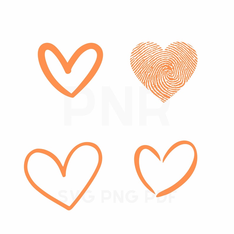 Orange Heart, 4 Orange Svg,png,pdf #ff914d, 4 Pieces Svg - Etsy