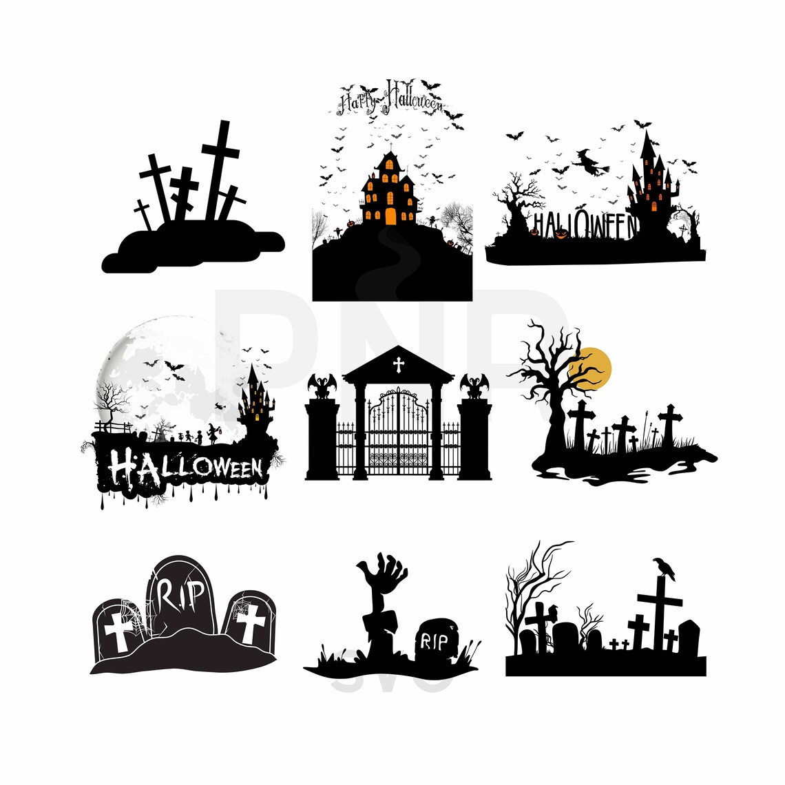 Graveyard Svg, Halloween Graveyard Svg, Spooky Svg, Tombstone Svg ...