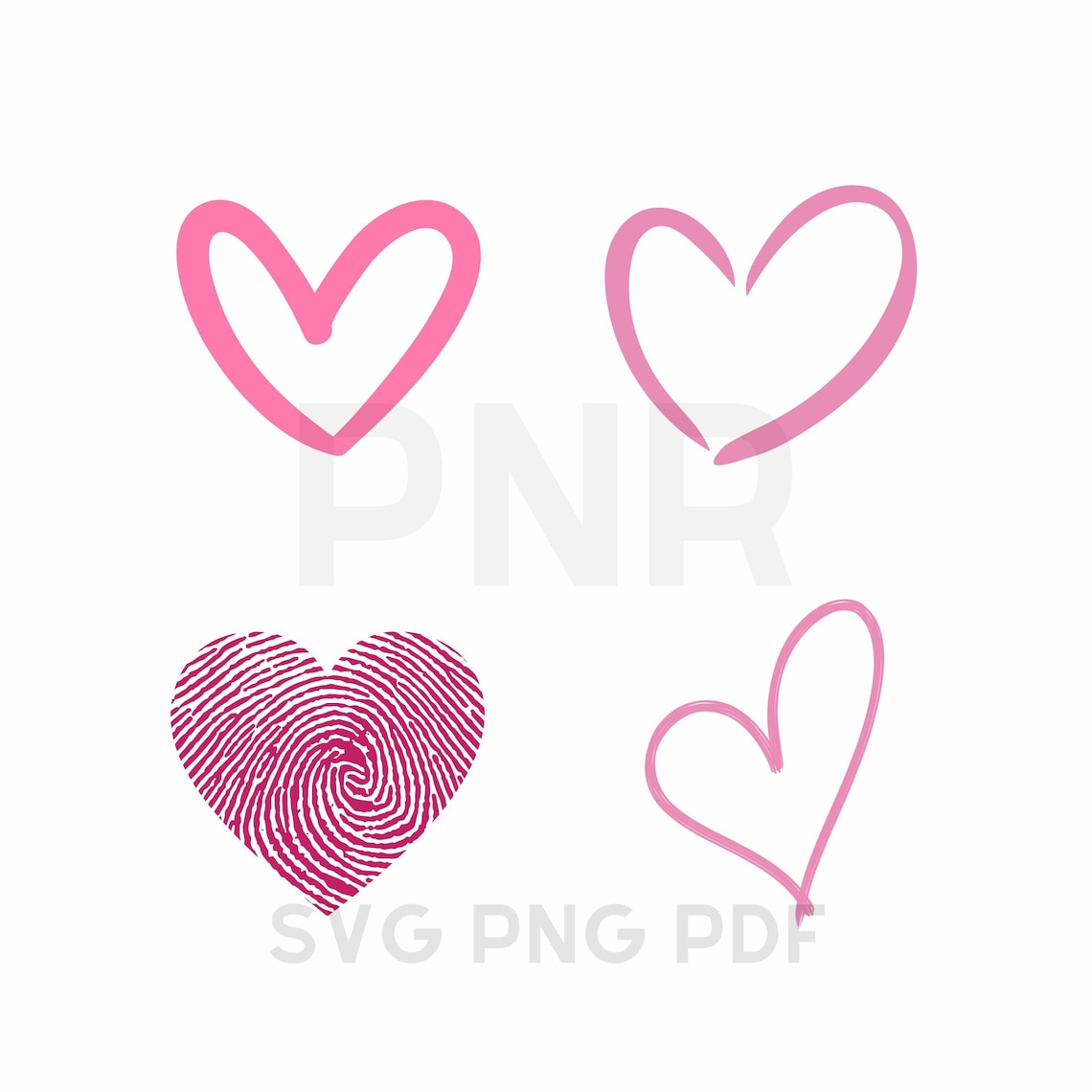 Pink Hearts Svg Bundle | 4 Heart Clipart | Cute Pink Heart PNG PDF ...