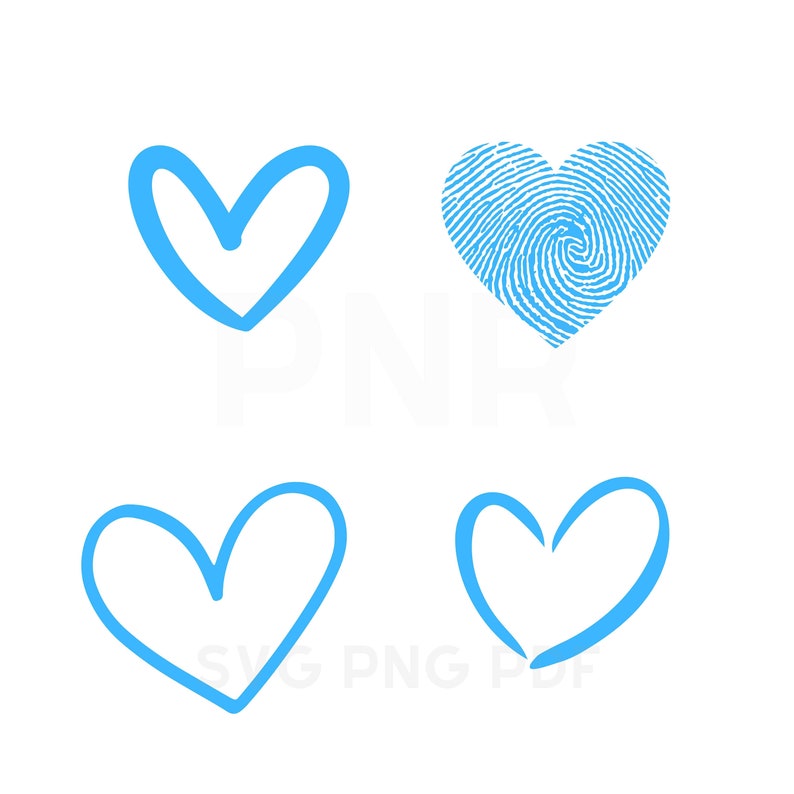 Light Blue Heart SVG Bundle | 4 Hearts Clipart Png PDF | Valentine SVG ...