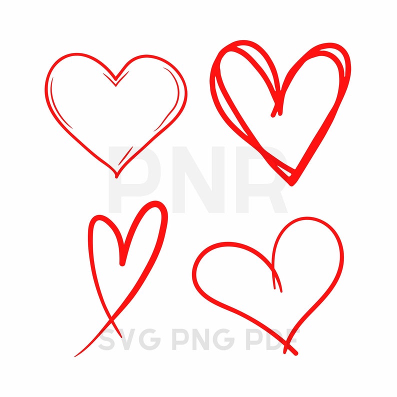 Red Heart SVG Bundle | 4 Hearts Clipart Png PDF | Valentine SVG ...