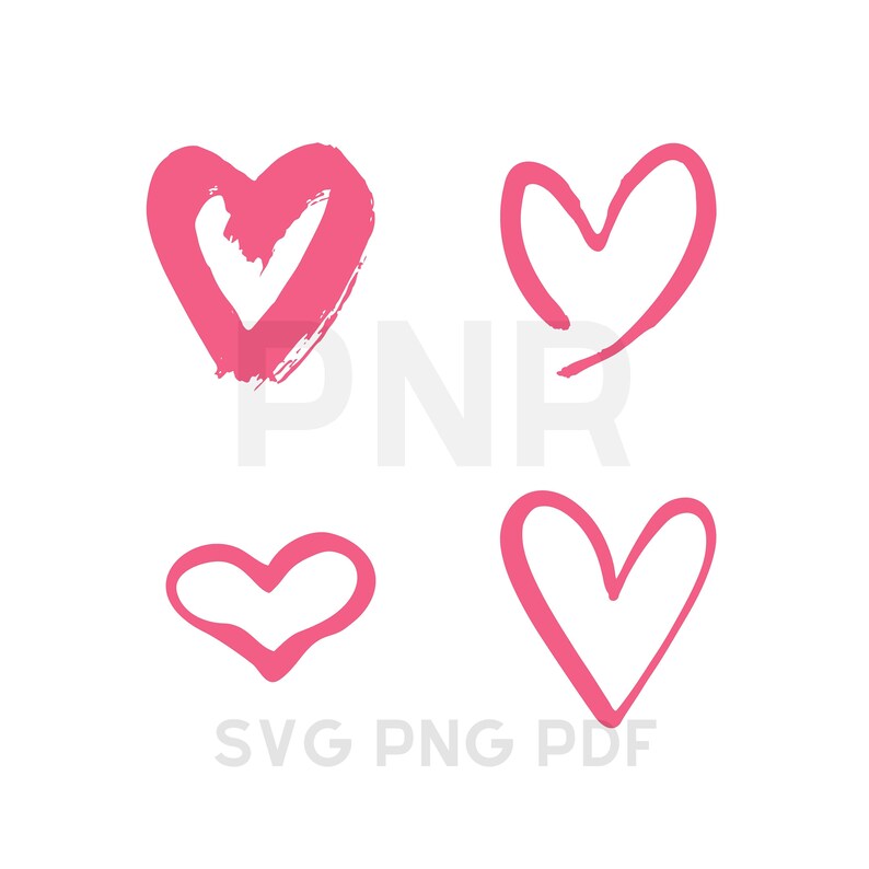 Pink Heart Svg Bundle, 4 Heart Svg, Pink Clipart PNG JPG PDF, Valentine ...