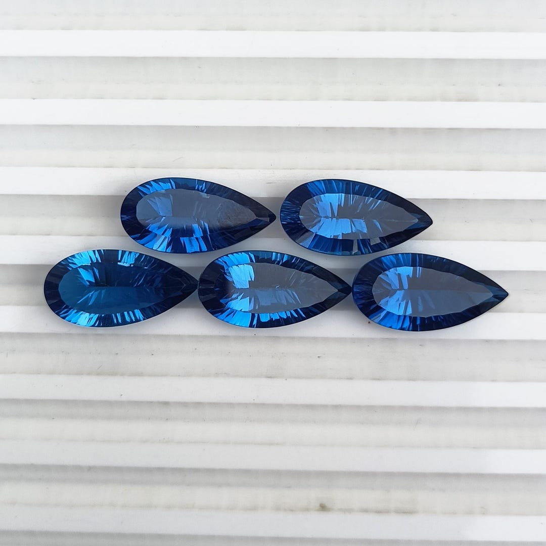 Ceylon Sapphire Blue Quartz Doublet – Pear Concave Gemstone, 10x20mm - Etsy