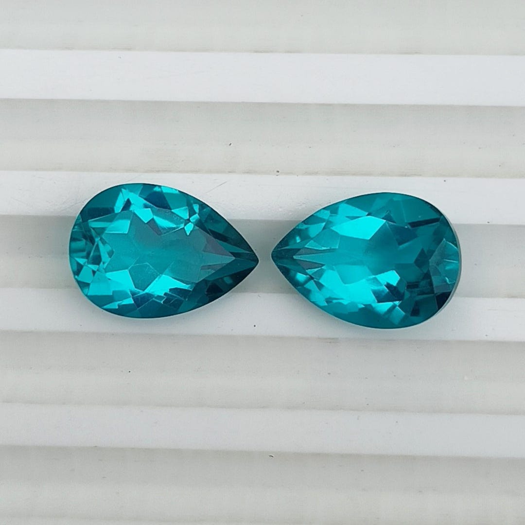 Paraiba Color Quartz Doublet, Pear Faceted Gemstone (5x7mm-15x20mm) - Etsy