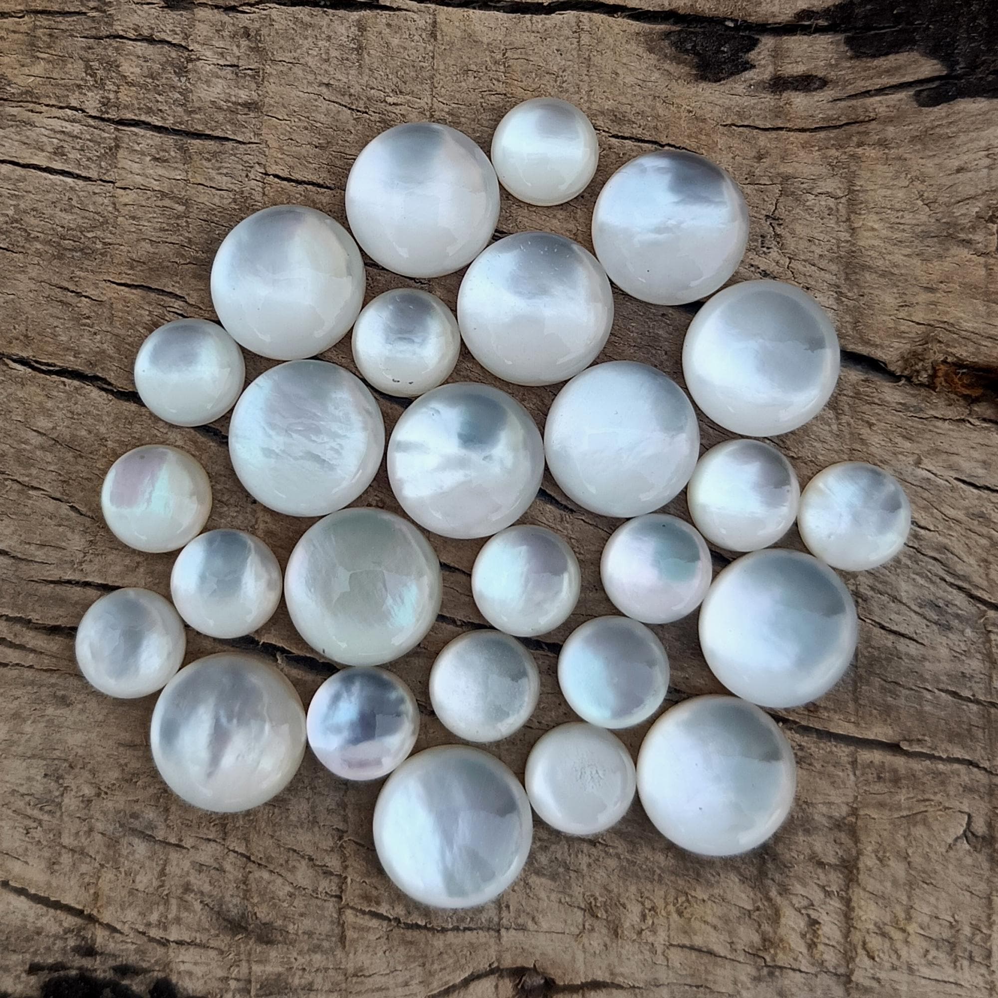 Mother of Pearl Doublet Cabochons: Round Gemstone for Jewelry Making ...