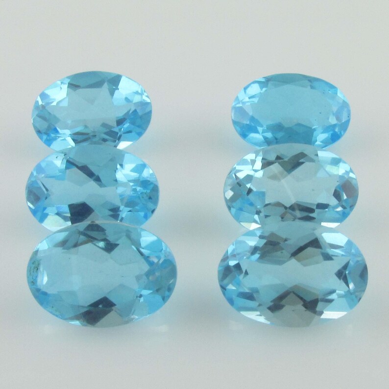 5 Piece Sky Blue Topaz Quartz Oval Faceted Cut Composed Natural Clear ...