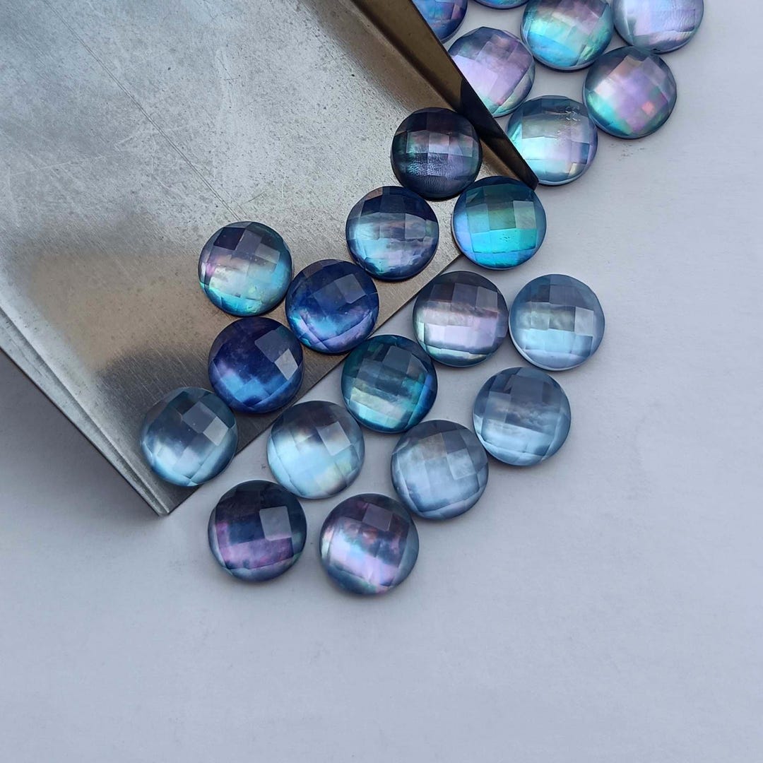 Lapis Lazuli Triplet Cabochons: Round Checker Cut Gemstone Lot (6mm 8mm ...