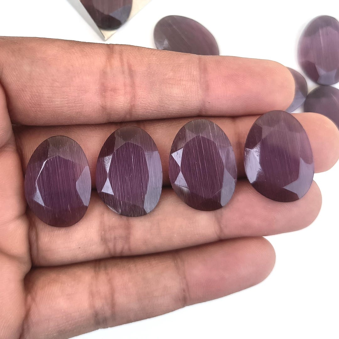 Synthetic Cat's Eye Both Side Faceted Cutting Loose Gemstone for Making ...