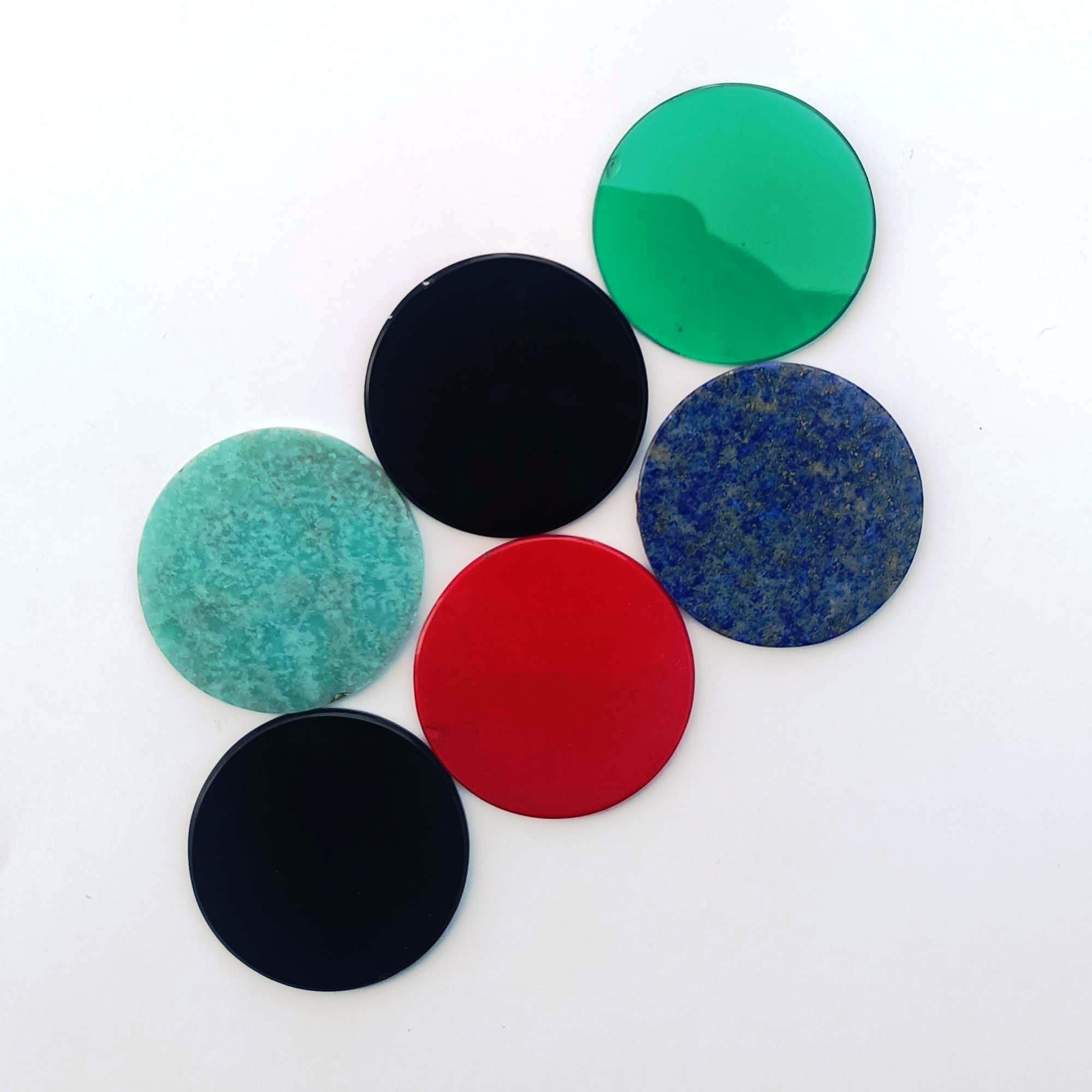 Handmade Gemstone Flat Disk: Black Onyx, Lapis Lazuli, Amazonite (6mm ...