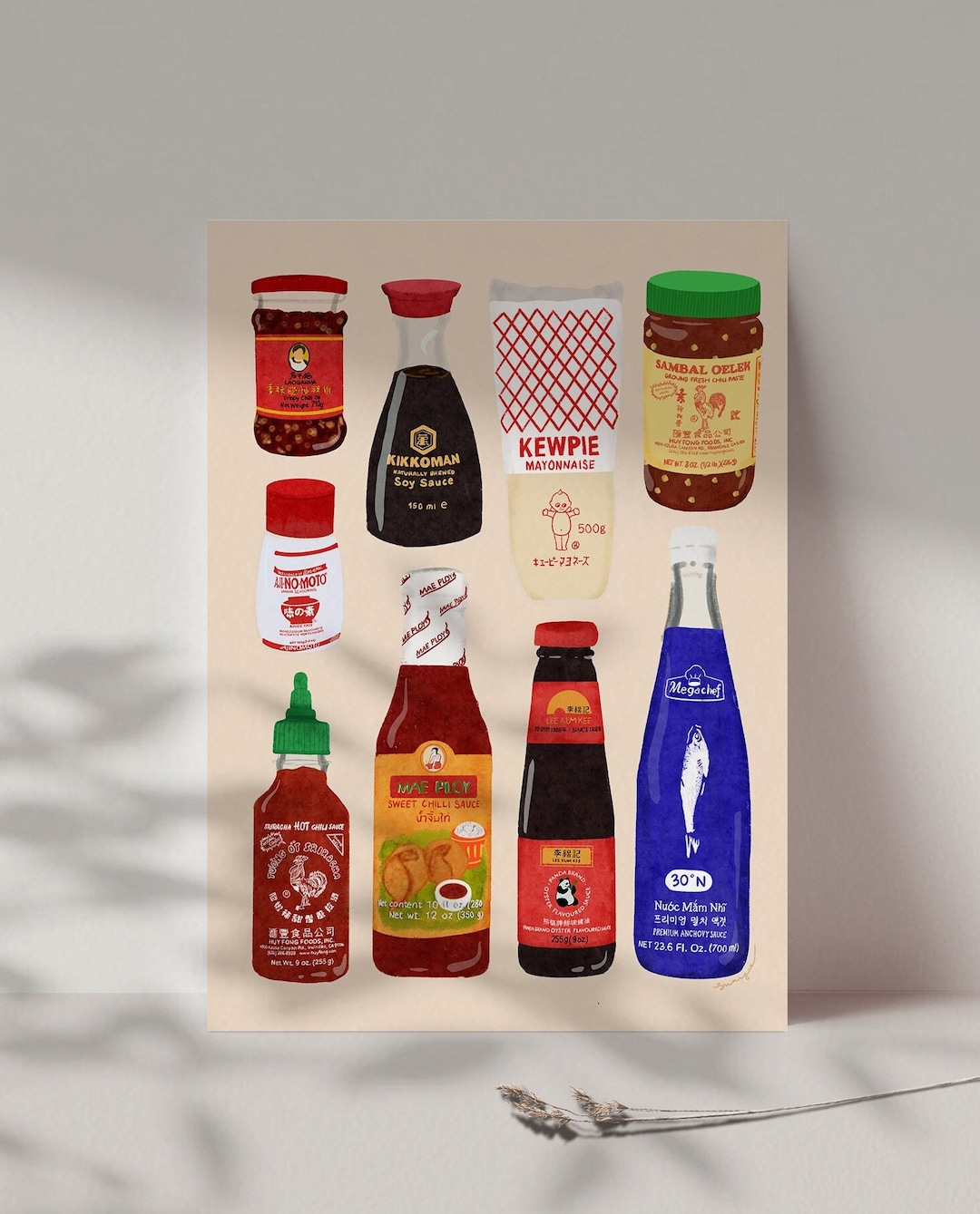 Asian Condiments & Pantry Staples | Kitchen Food Art Print (6x8" or ...