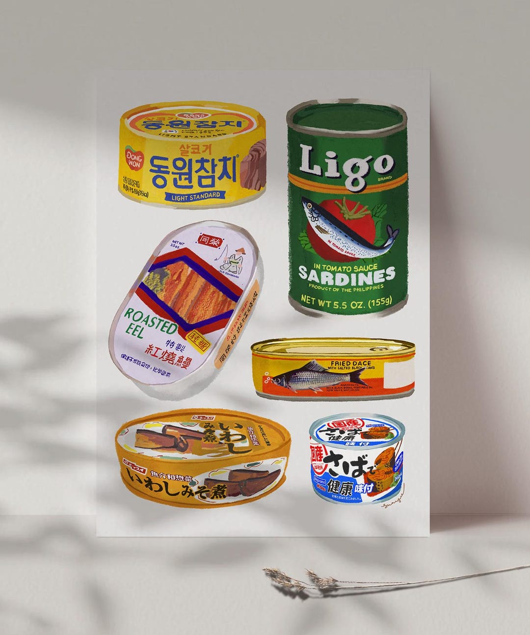 Asian Tinned Fish | Pantry Staples | Kitchen Food Art Print (6x8" or ...