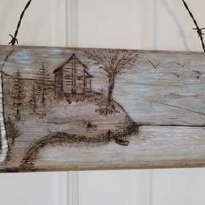 Handmade Pyrography- Scenic Cabin Overlooking Lake - Etsy