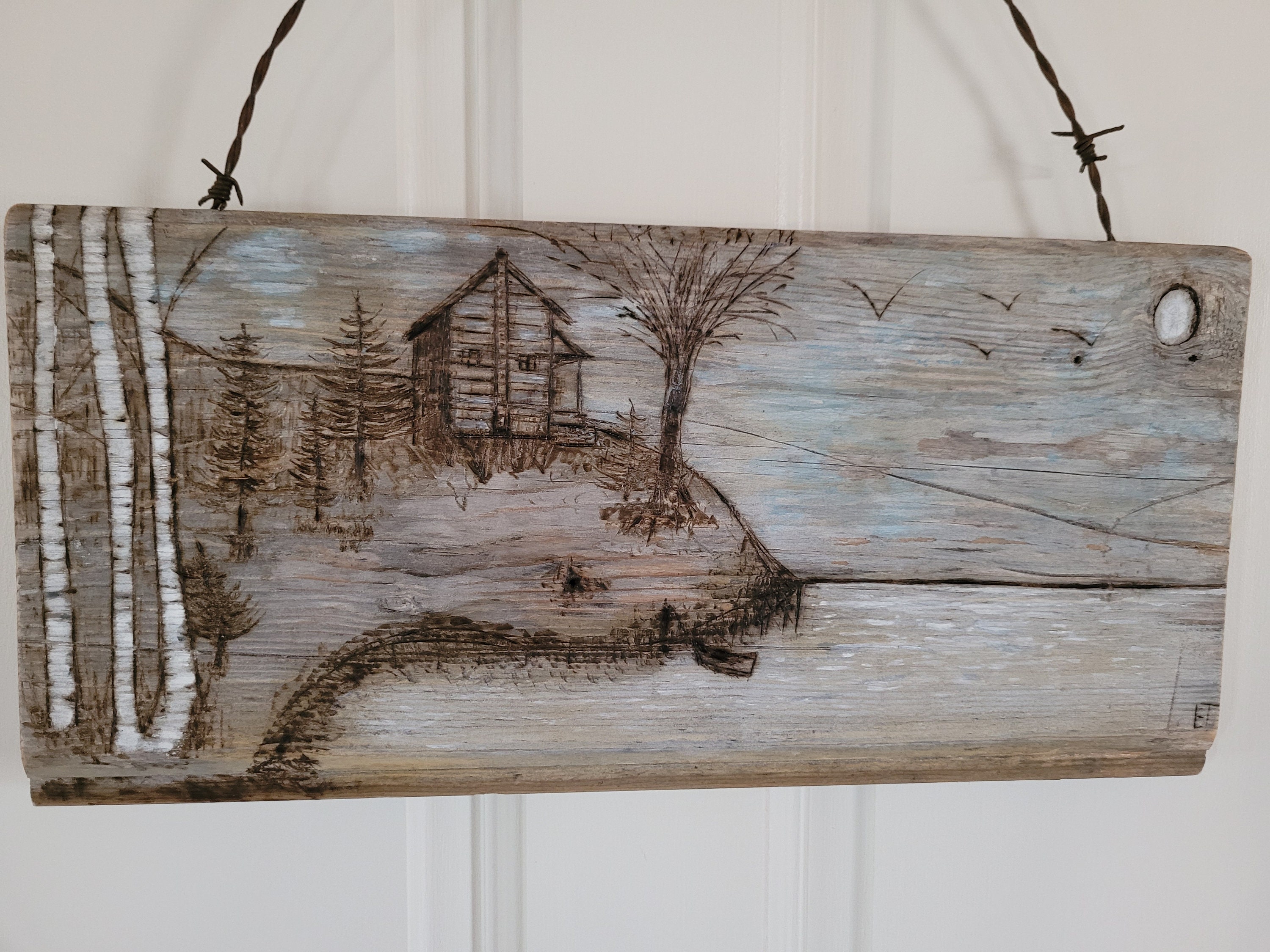 Handmade Pyrography- Scenic Cabin Overlooking Lake - Etsy