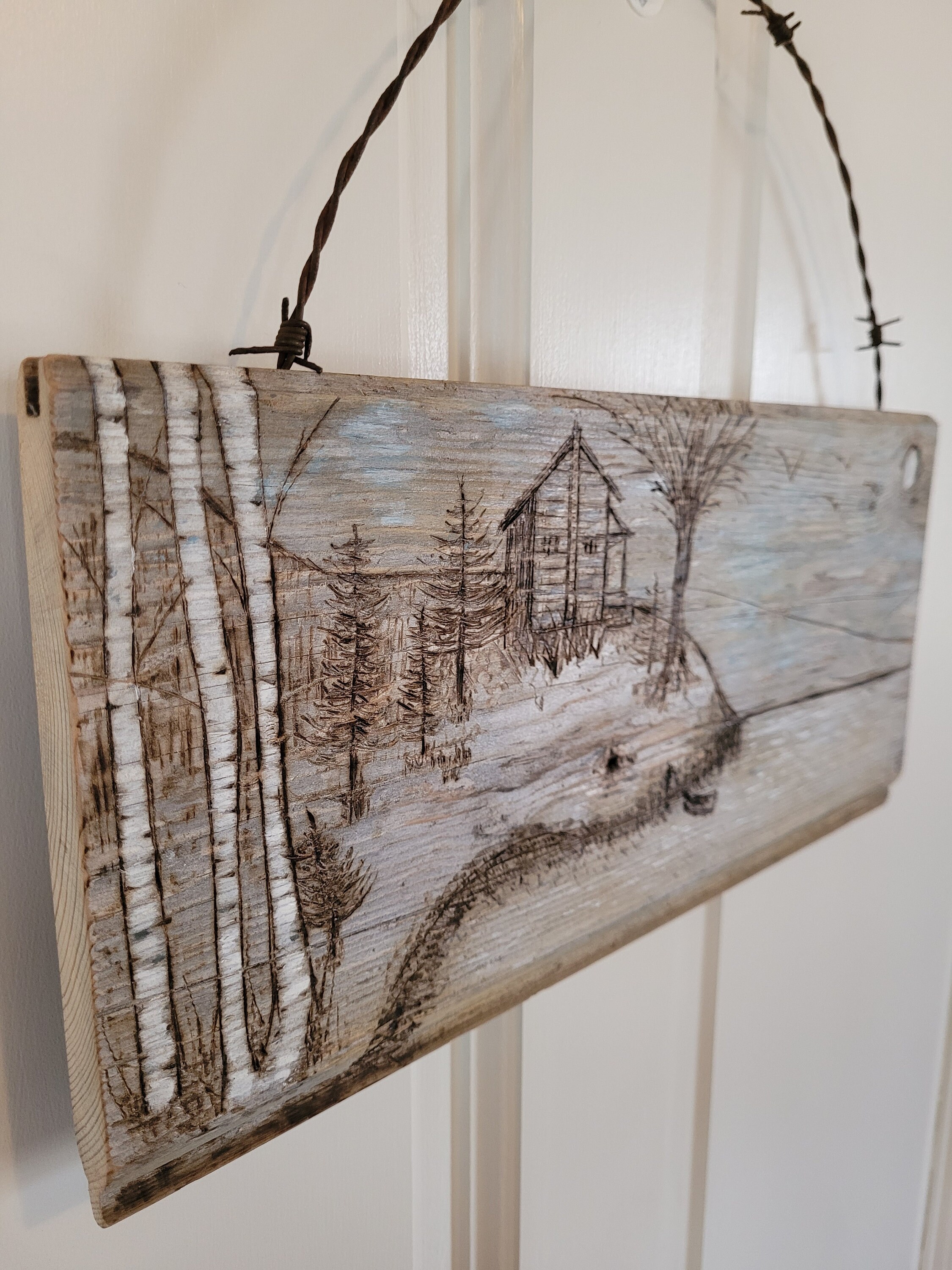 Handmade Pyrography- Scenic Cabin Overlooking Lake - Etsy