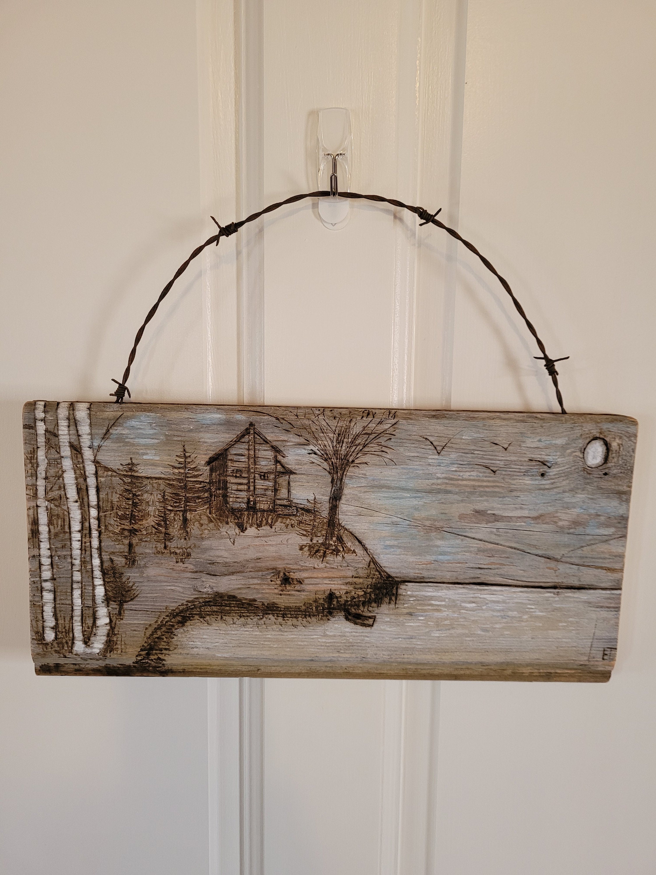 Handmade Pyrography- Scenic Cabin Overlooking Lake - Etsy