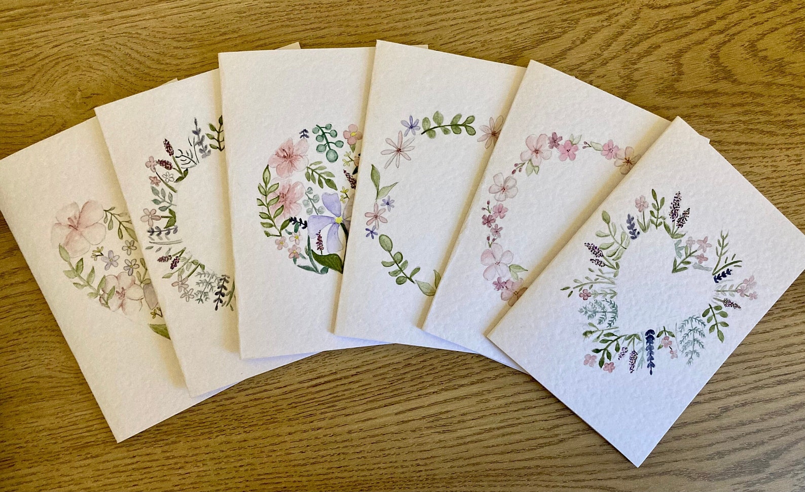 Set of 6 Hand Painted Floral Greetings Cards A6 Size for Any Occasion ...