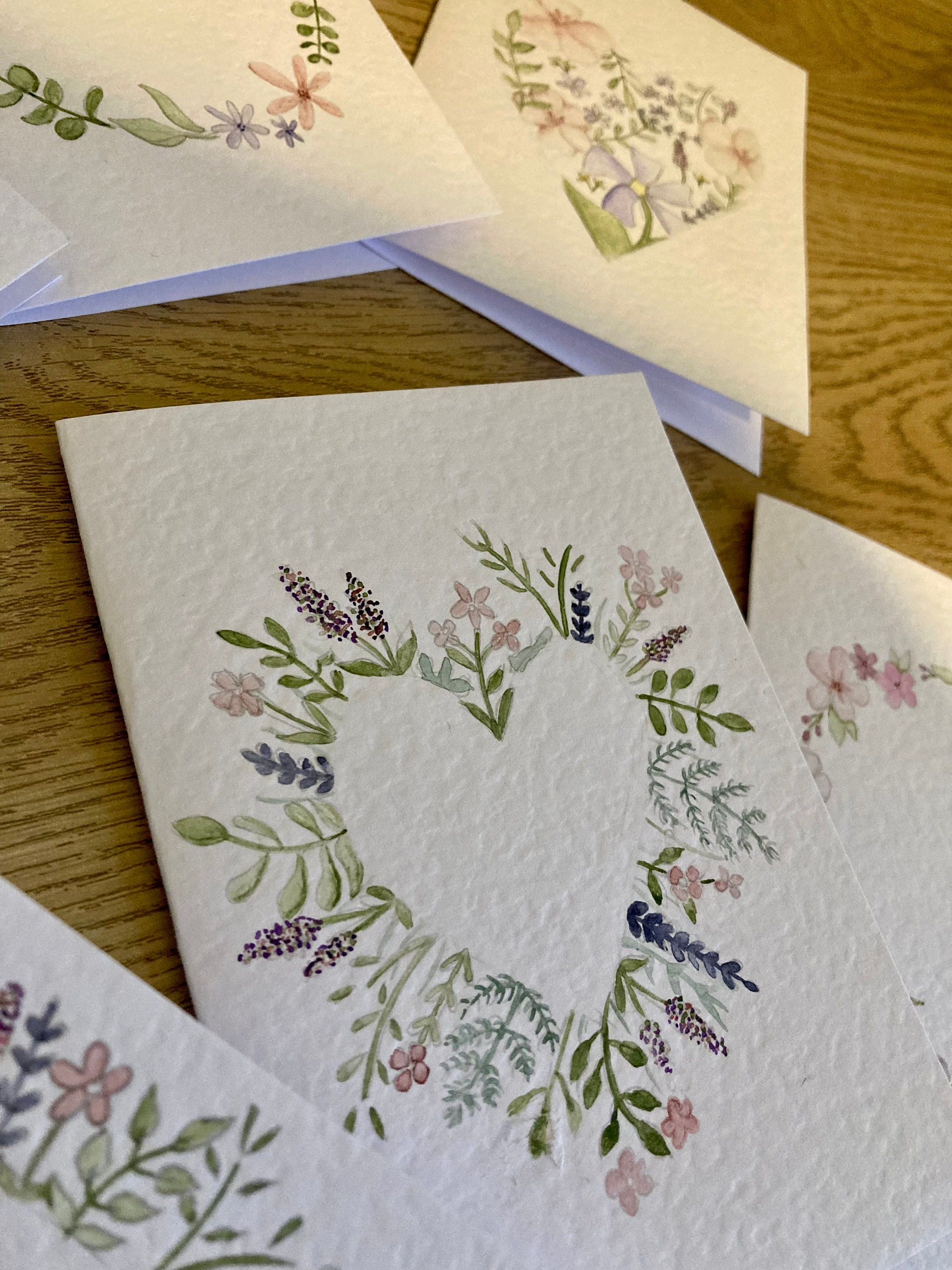 Set of 6 Hand Painted Floral Greetings Cards A6 Size for Any Occasion ...