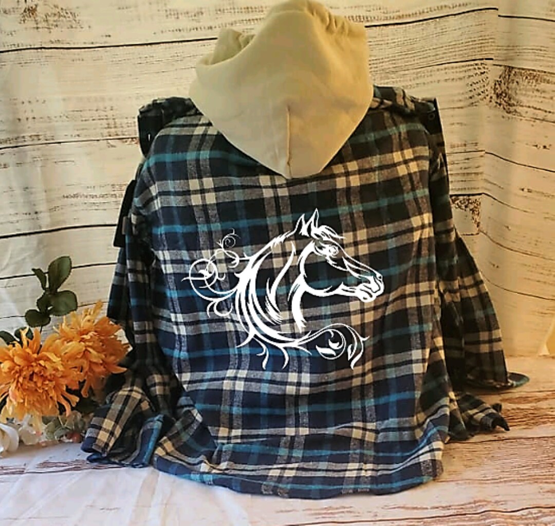 Horse Head Flannel Shirt Vintage Look Flannel Badass Girl - Etsy