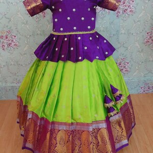 PINK and Green Designer Half Saree for TEENS Pattu Pavadai Girls Wear ...