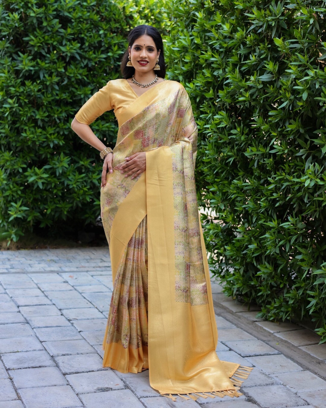 Yellow Color Indian Wedding Designs Banarasi Softy Silk Saree Designer ...