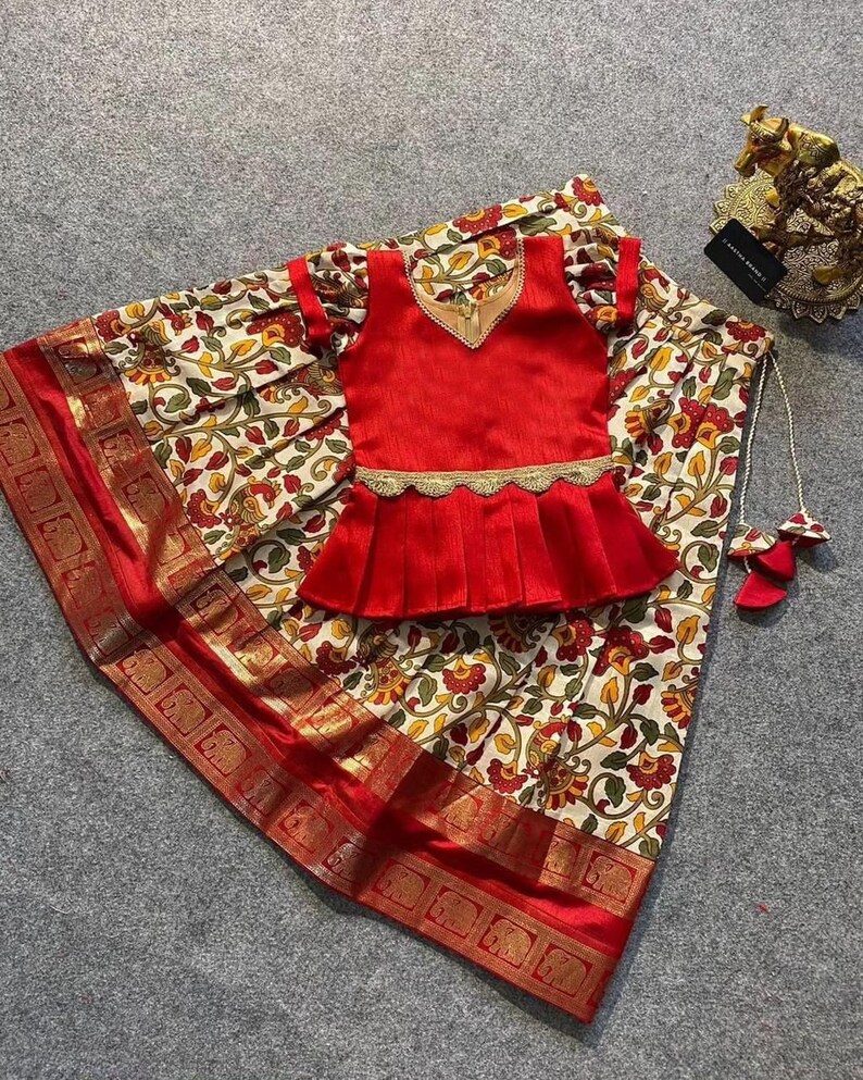 Red Langa Baby Girl Half Saree Function Girls Half Saree - Etsy