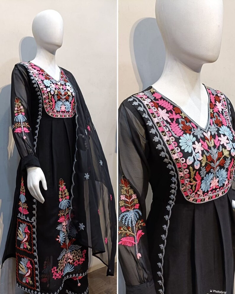 White Designer Georgette 3 Piece Salwar Kameez for Wedding, Pakistani ...