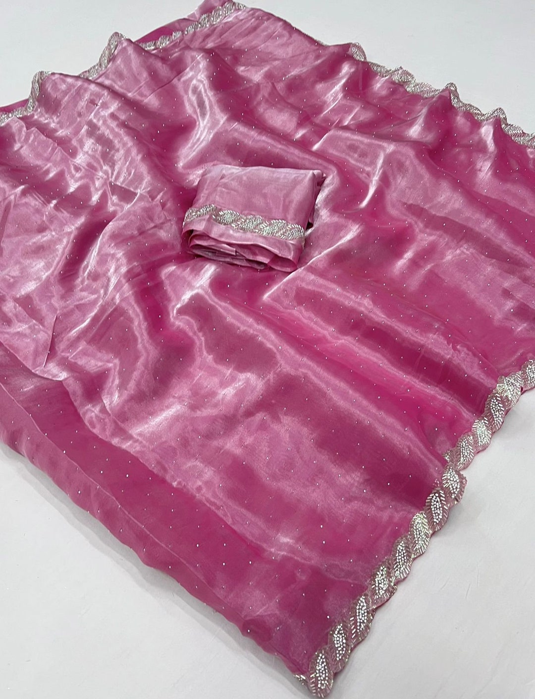 Pink Jimi Chu Shining With Jarkan Handcraft Lace Border With Running ...