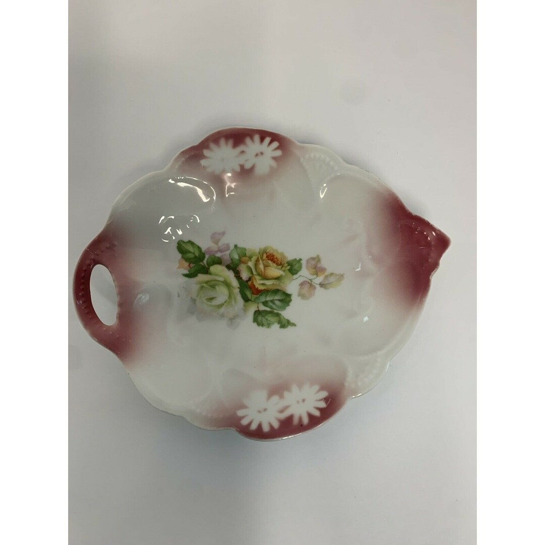Vintage PORCELAIN GERMAN Leaf Trinket/candy Bowl/dish, Floral Design - Etsy