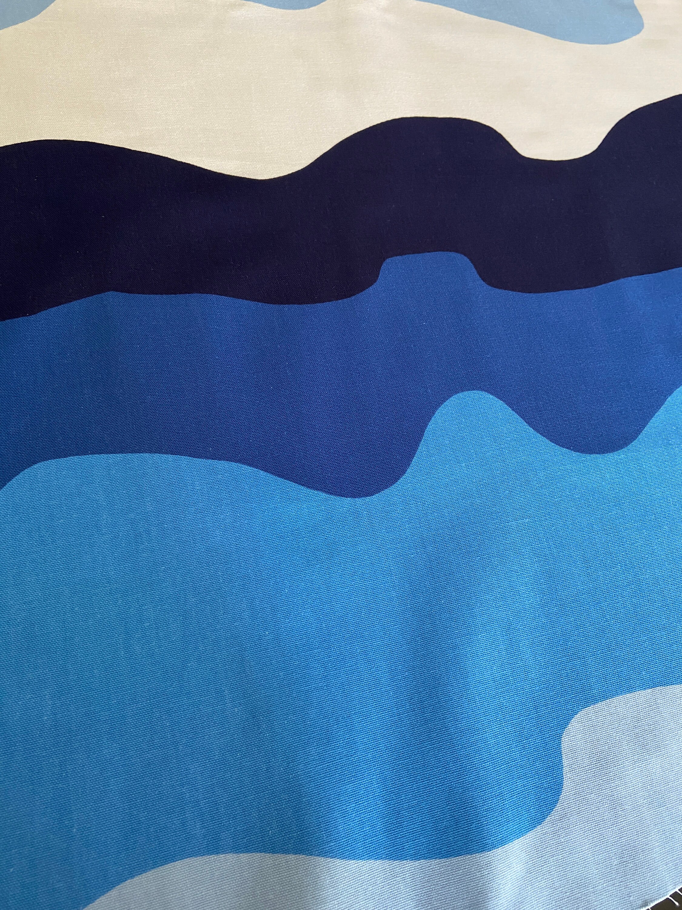Scandinavian Cotton Fabric Blue Waves Fabric Home Décor Fabric ...
