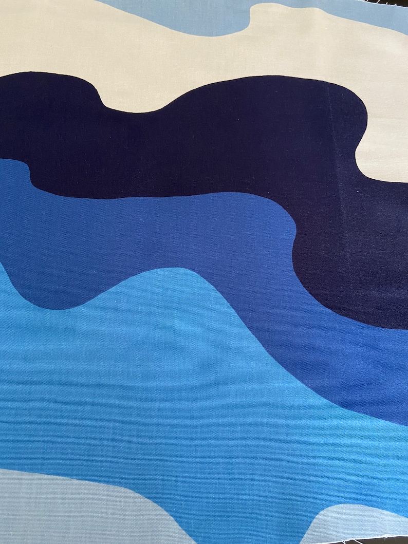 Scandinavian Cotton Fabric Blue Waves Fabric Home Décor Fabric ...