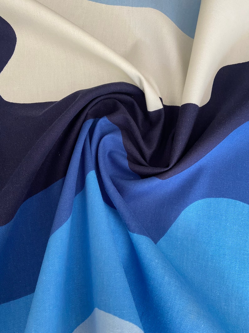 Scandinavian Cotton Fabric Blue Waves Fabric Home Décor Fabric ...