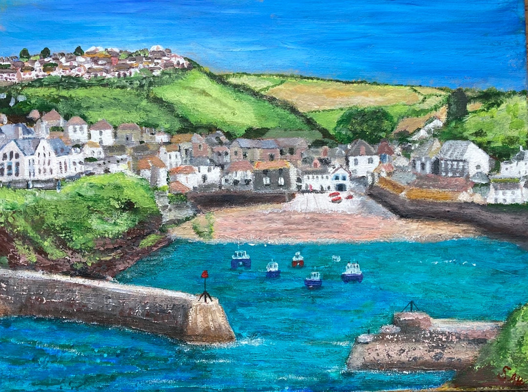 Original Cornish Painting, Port Isaac , 31cm X 23cm Acrylic Paints on ...