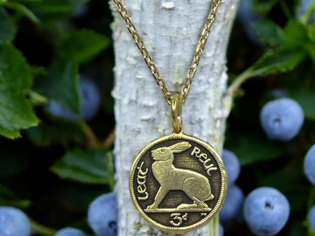 IRISH RABBIT Necklace, Irish Rabbit Coin Seal Necklace Women, Silver ...