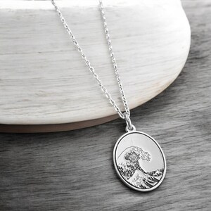 Silver Great Wave off Kanagawa Necklace, Hokusai Pendant, Oki Nami Ura ...