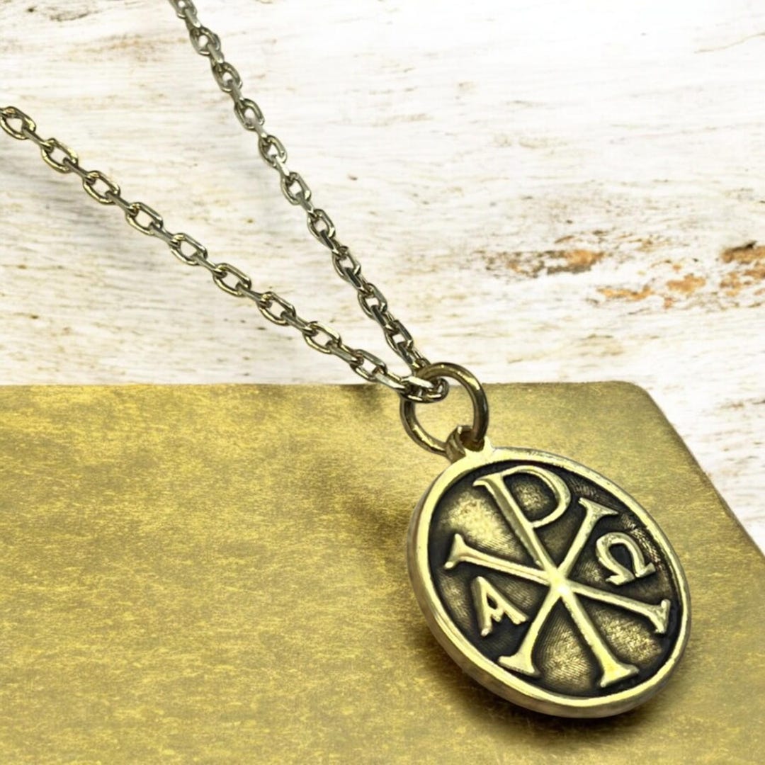 Silver Chi Rho Necklace, Silver Alpha Omega Pendant, Orthodox Coin ...