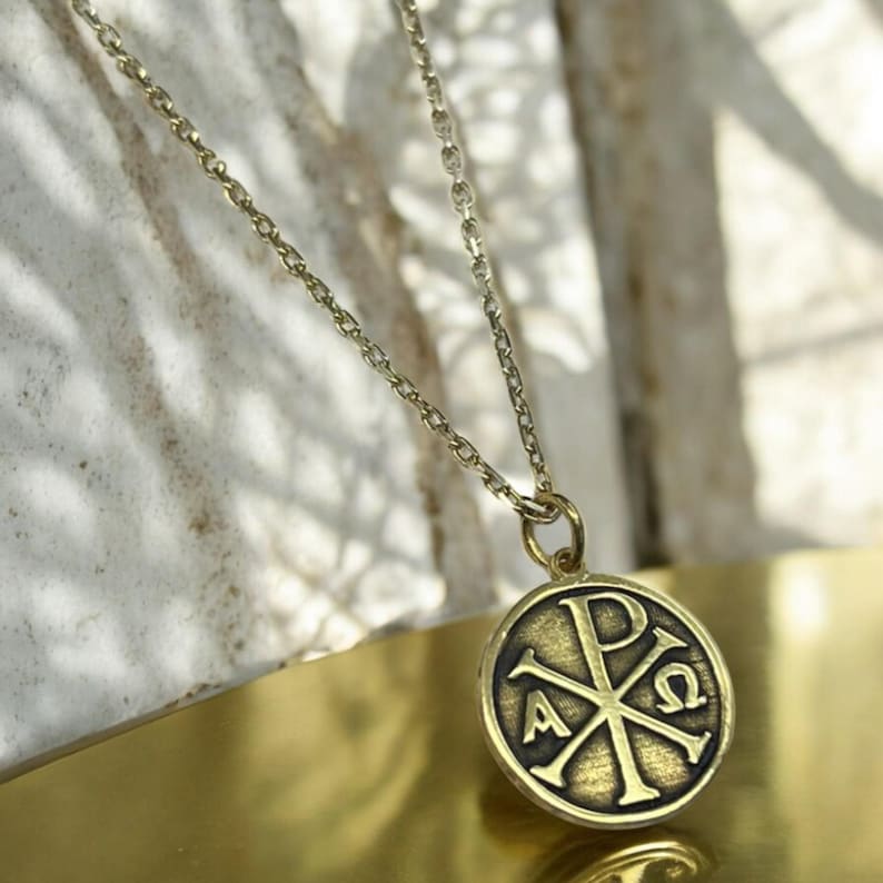 Silver Chi Rho Necklace, Silver Alpha Omega Pendant, Orthodox Coin ...