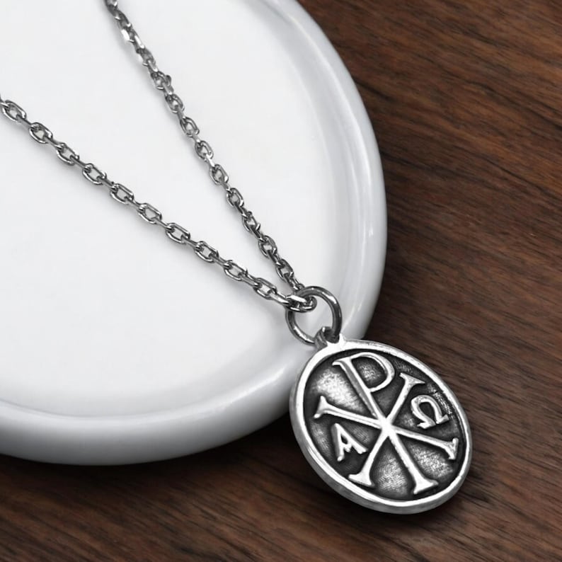 Silver Chi Rho Necklace, Silver Alpha Omega Pendant, Orthodox Coin ...