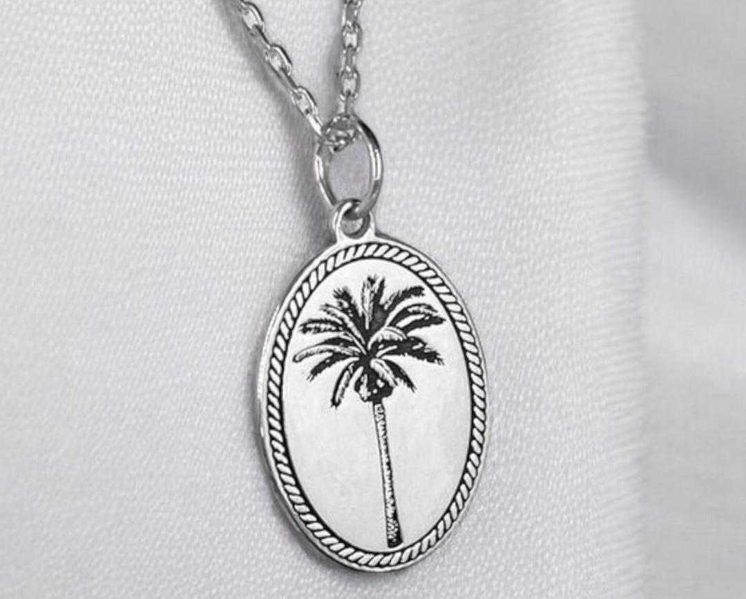 Silver Palm Tree Necklace, Personalized Florida Necklace, Silver ...
