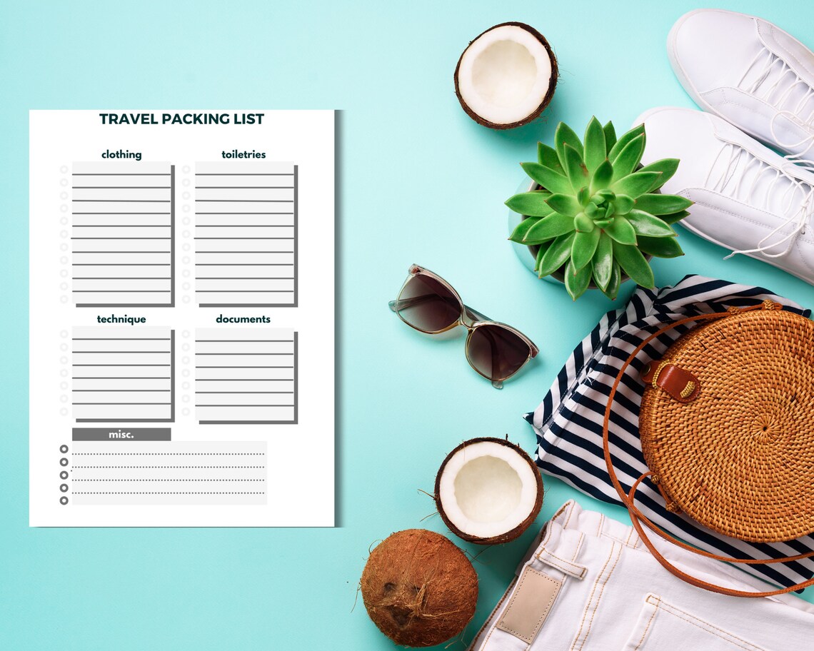 Blank Packing List Printable, Packing List Template, Vacation Packing ...