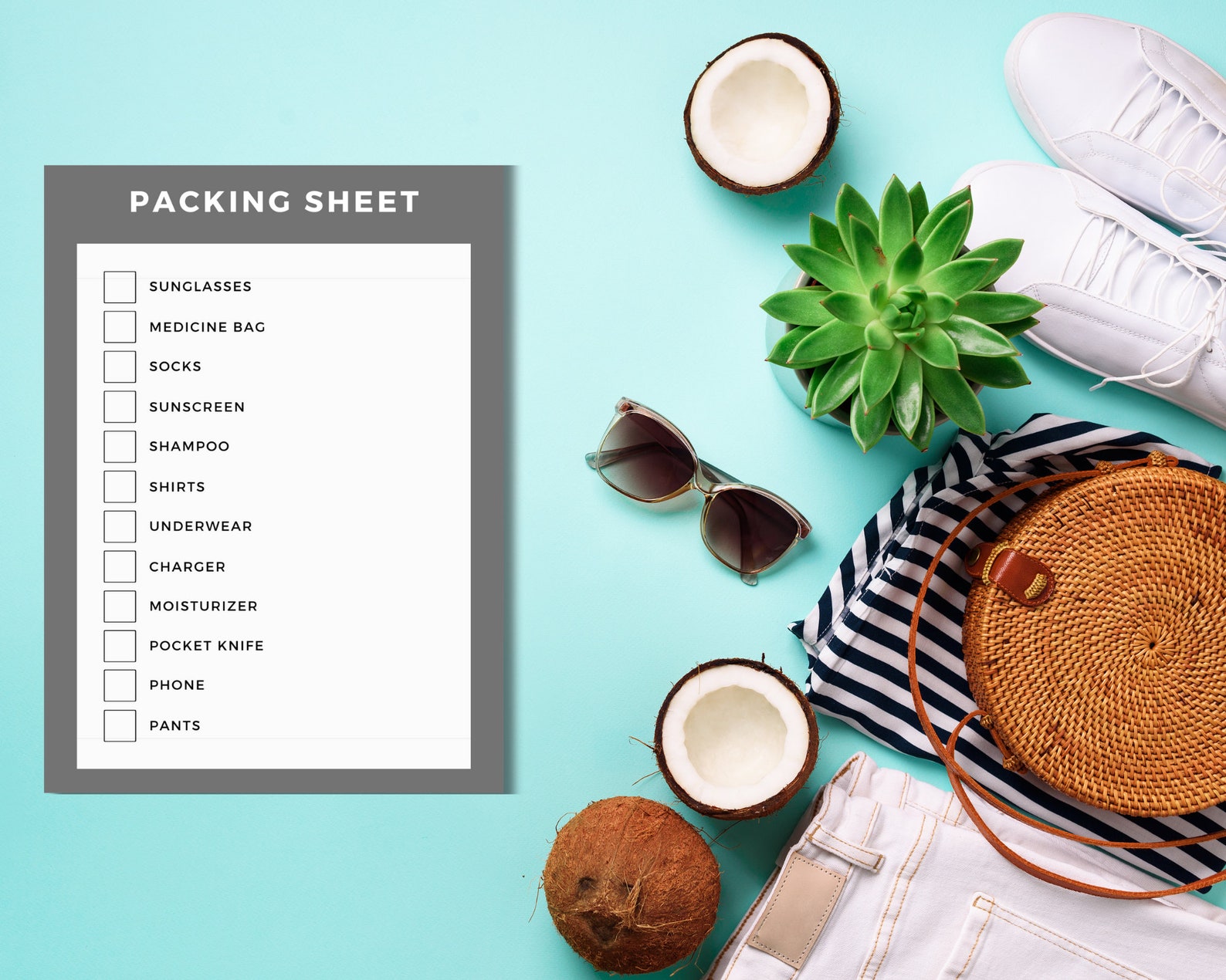 Blank Packing List Printable, Packing List Template, Vacation Packing ...