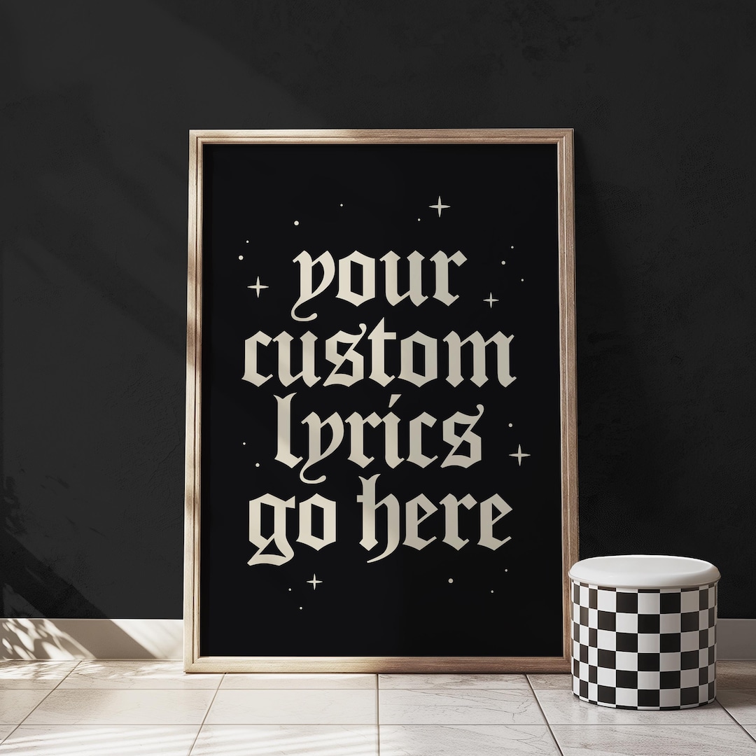 Custom Song Lyrics Poster Print | Personalised Gift | Gothic Greebo ...