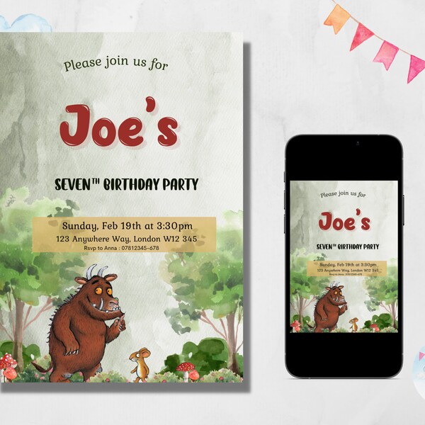Gruffalo Invitation - Etsy New Zealand