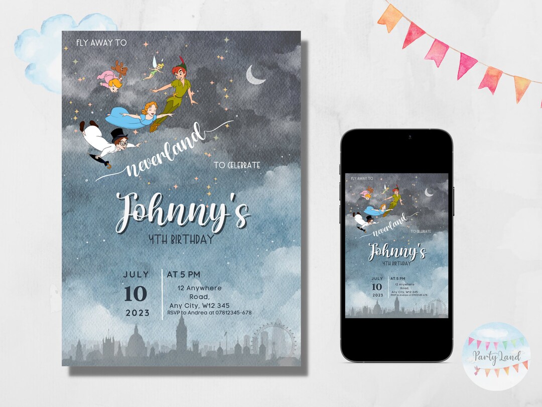 Digital Peter Pan Birthday Party Invitation - Etsy