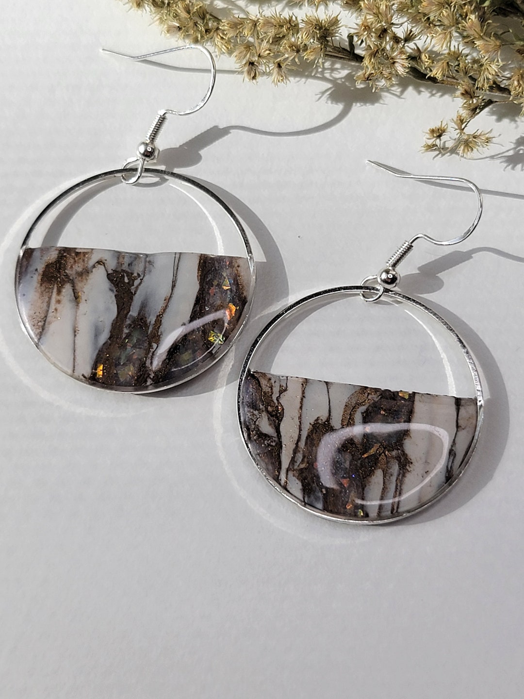 Bronze Circle Stone Earring - Etsy